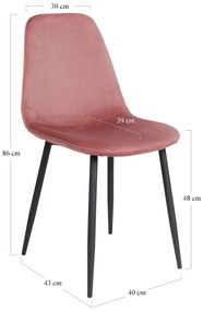 Designová jídelní židle Myla růžová - černé nohy
