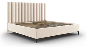 Béžová čalouněná dvoulůžková postel s úložným prostorem s roštem 140x200 cm Casey – Mazzini Beds