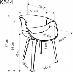 Jídelní křeslo K544 popelavě šedé/ořechové