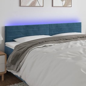Čelo postele s LED tmavě modré 200x5x78/88 cm samet 3121822