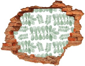 Wallmuralia Nálepka 3D díra na zeď Zelené listí 90x70 cm