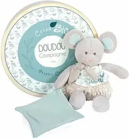 Doudou Dárková sada - Plyšová myška s dečkou z BIO bavlny 22 cm / od 0