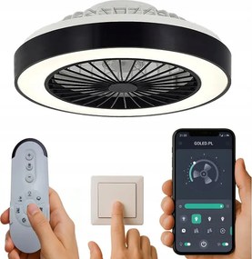 Lustr Led Lampa S Ventilátorem Stropní Svítidlo Větrák 51W Dálkový Ovladač Paměťová Aplikace