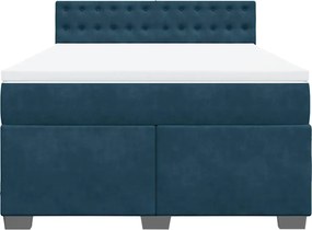 Box spring postel s matrací tmavě modrá 140x200 cm samet 3286346