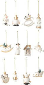 Sada 12 kusů dřevěných vánočních ozdob - 6-9 cm