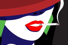 Obraz žena v klobouku v pop art stylu - 120x80 cm