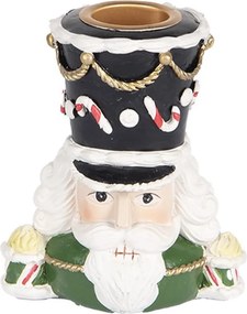 Zelený svícen na úzkou svíčku Louskáček Nutcracker - 8*6*9 cm