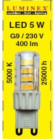 LED žárovka G9 3,2W 5000K