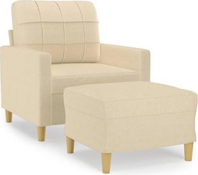 Křeslo s podnožkou krémové 60 cm textil 3200995