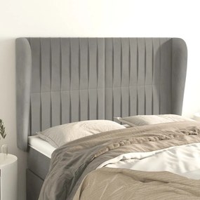 Čelo postele typu ušák světle šedé 147x23x118/128 cm samet 3118242