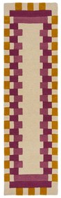 Žluto-růžový ručně tkaný vlněný běhoun 60x230 cm Kai Wool Border – Flair Rugs