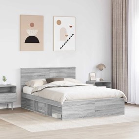 Rám postele s čelo Šedá Sonoma 150 x 200 cm Kompozitní dřevo 3407864
