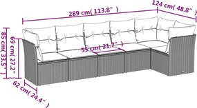 6dílná zahradní sedací souprava a podušky světle šedá polyratan 3217662