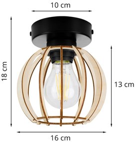 Stropní svítidlo Timber 8, 1x dřevěné stínítko, kb