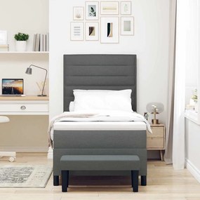 Postel s boxspringem s čelo Tmavě šedá 100 x 200 cm textil 3343968
