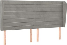 Čelo postele typu ušák světle šedé 183x23x118/128 cm samet 3118156