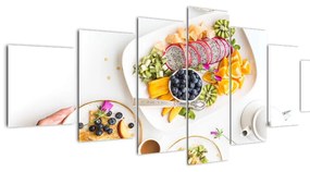 Obraz talířů s ovocem na stole (210x100 cm)