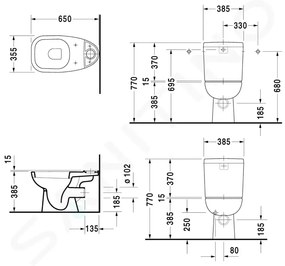 DURAVIT - D-Code WC kombi mísa, zadní odpad, bílá (21110900002)