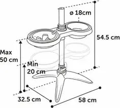 Flamingo SUVI šedá 1100ml a 1500ml / Stojan + 2 misky pro psa