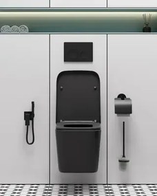 kielle - WC štětka nástěnná s držákem, matné sklo/matná černá