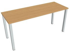 Stůl pracovní rovný 160 cm hl. 60 cm - Hobis Uni UE 1600 Dekor stolové desky: buk, Barva nohou: Stříbrná
