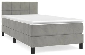 Box spring postel s matrací světle šedá 90x190 cm samet,  3141275