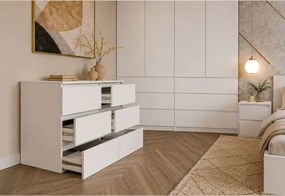 Sestava do ložnice se šatní skříní 4D a postelí 160x200 cm se zásuvkami, nymfhea alba Idea