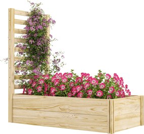 Outsunny Čtvercový dřevěný zahradní květináč s treláží 115 x 60 x 110 cm v přírodním dřevě