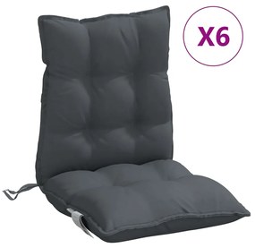 vidaXL Podušky na židli s nízkým opěradlem 6 ks antracitové oxford