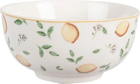 Bílá porcelánová miska s citróny Lemons & Leafs - Ø 14*7 cm / 500 ml