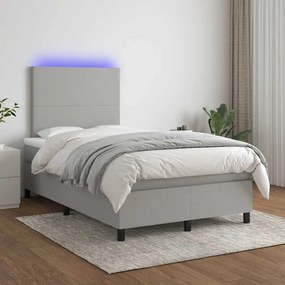 Box spring postel s matrací a LED světle šedá 120x190 cm textil 3270183