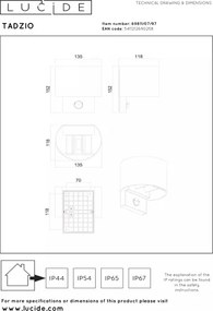 Lucide 69811/07/97-LED Venkovní svítidlo se senzor pohyb TADZIO LED/7W/230V IP65