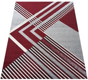 Kusový koberec moderní OTTO 03 Geometrický červený šedý Rozměr: 240x330 cm