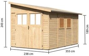 Dřevěný zahradní domek BOMLITZ 238x355 cm Lanitplast Přírodní dřevo