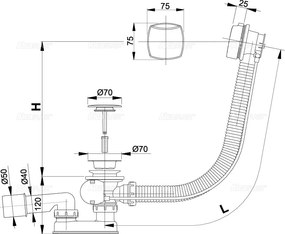 Vagnerplast Penelopé 170 x 70 cm VPBA177PEN2E-04 vana vč. noh a sifonu