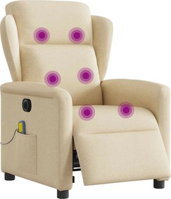 Elektrické masážní polohovací křeslo krémové textil 3303132