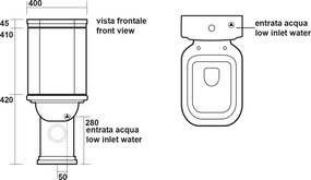 Kerasan Kerasan, WALDORF WC kombi mísa 40x68cm, spodní/zadní odpad, černá mat, 411731
