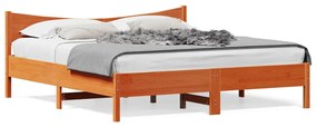 Rám postele s čelem voskově hnědý 200x200 cm masivní borovice,  3216359