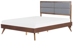Tmavě hnědá dřevěná postel s rámem POISSY 160 x 200 cm Beliani