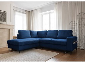 Tmavě modrá manšestrová rozkládací rohová pohovka (levý roh) Lofty Lilly – Miuform