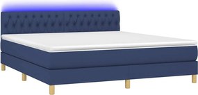 Box spring postel s matrací a LED modrá 160x200 cm textil 3133971