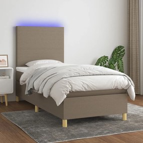 Box spring postel s matrací a LED taupe 90x200 cm textil 3135249