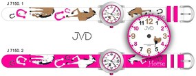 JVD Dětské dívčí hodinky JVD J7150.2 s motivem koně a podkovami pro štěstí
