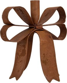 Kovový rustikální rezavý svícen mašle Bow Candle Rust - 19*15*18 cm