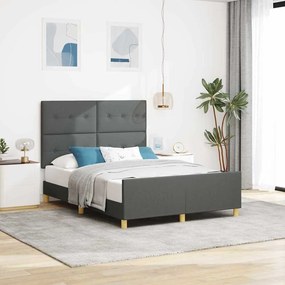 Rám postele s čelo Tmavě šedá 140 x 190 cm textil 3344726