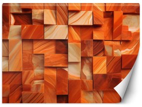 Fototapeta, Oranžová kostka 3D - 350x245 cm
