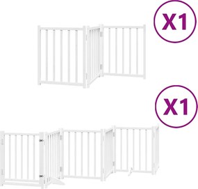 Zábrana pro psy s dvířky skládací 9 panelů bílá 450 cm topol 3155703