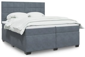 Box spring postel s matrací tmavě šedá 200x200 cm samet 3291003