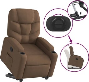 Zvedací polohovací křeslo hnědé textil 3204600