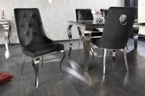 invicta interior Jídelní židle Modern Barock samet, černá/stříbrná, lví hlava - 2ks 41504